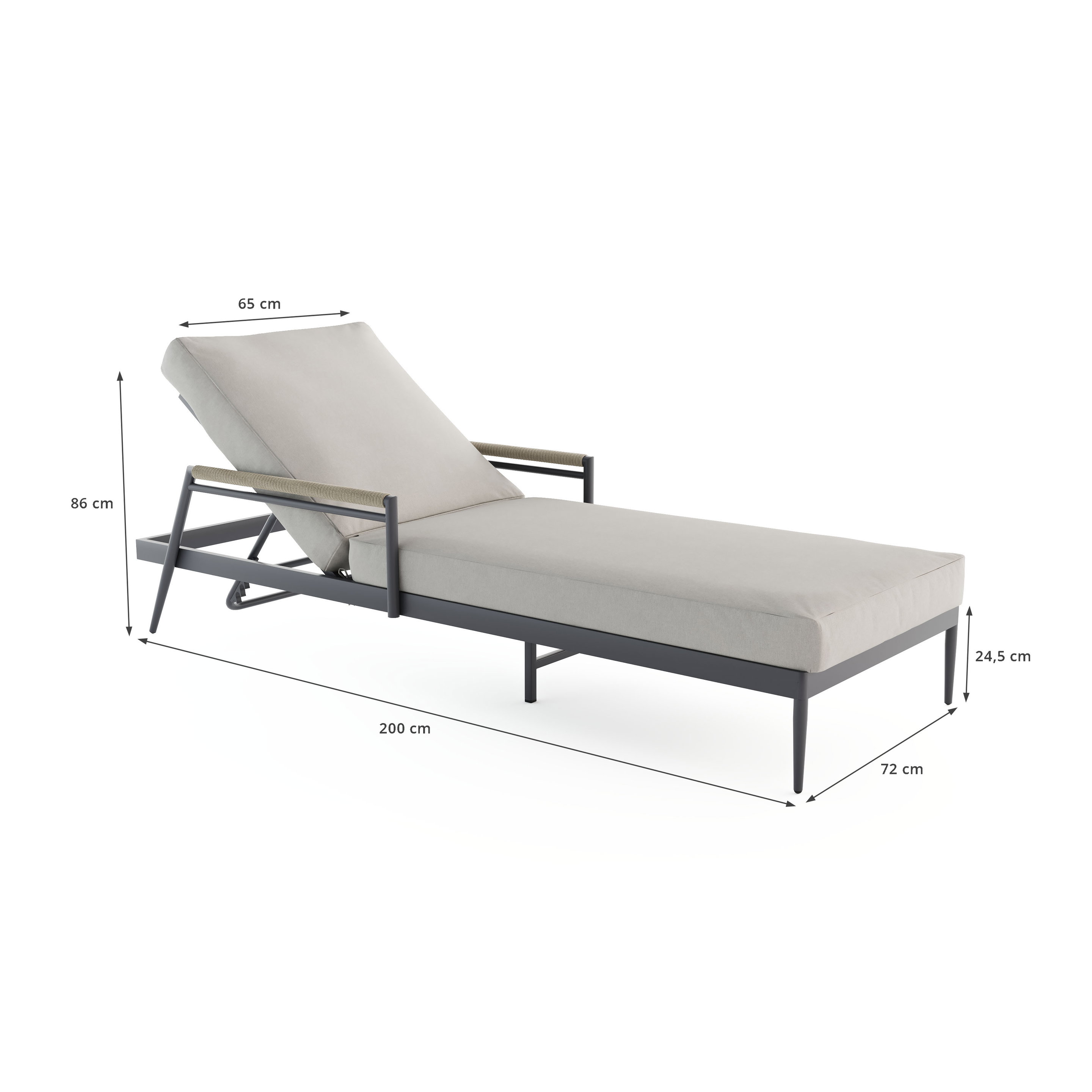 Lexo Sonnenliege | Verstellbar | Alu | Taupe | living-zone.at