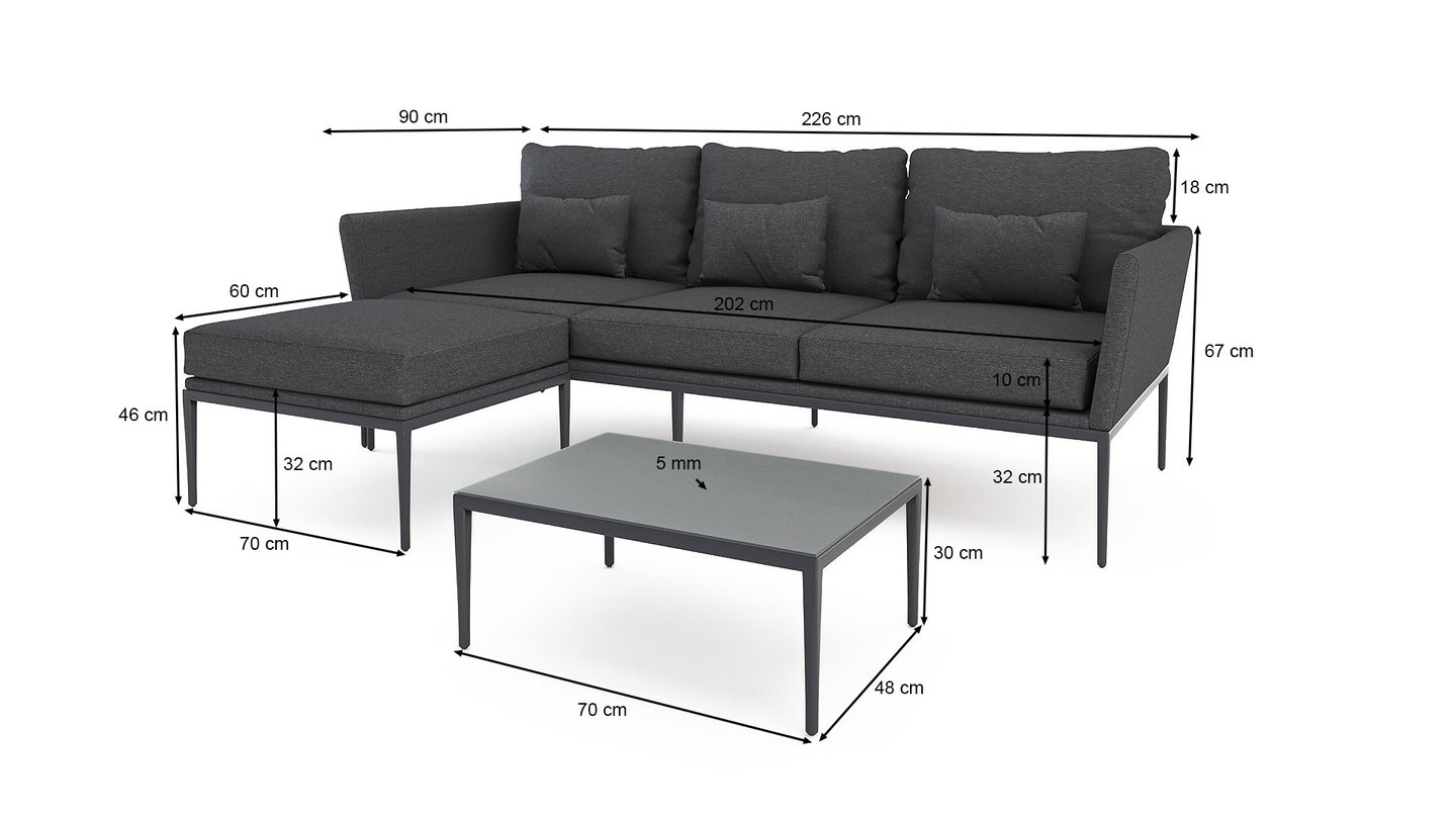Vinez Gartenlounge | Für 4 Personen | Mit Tisch | Grau | living-zone.at