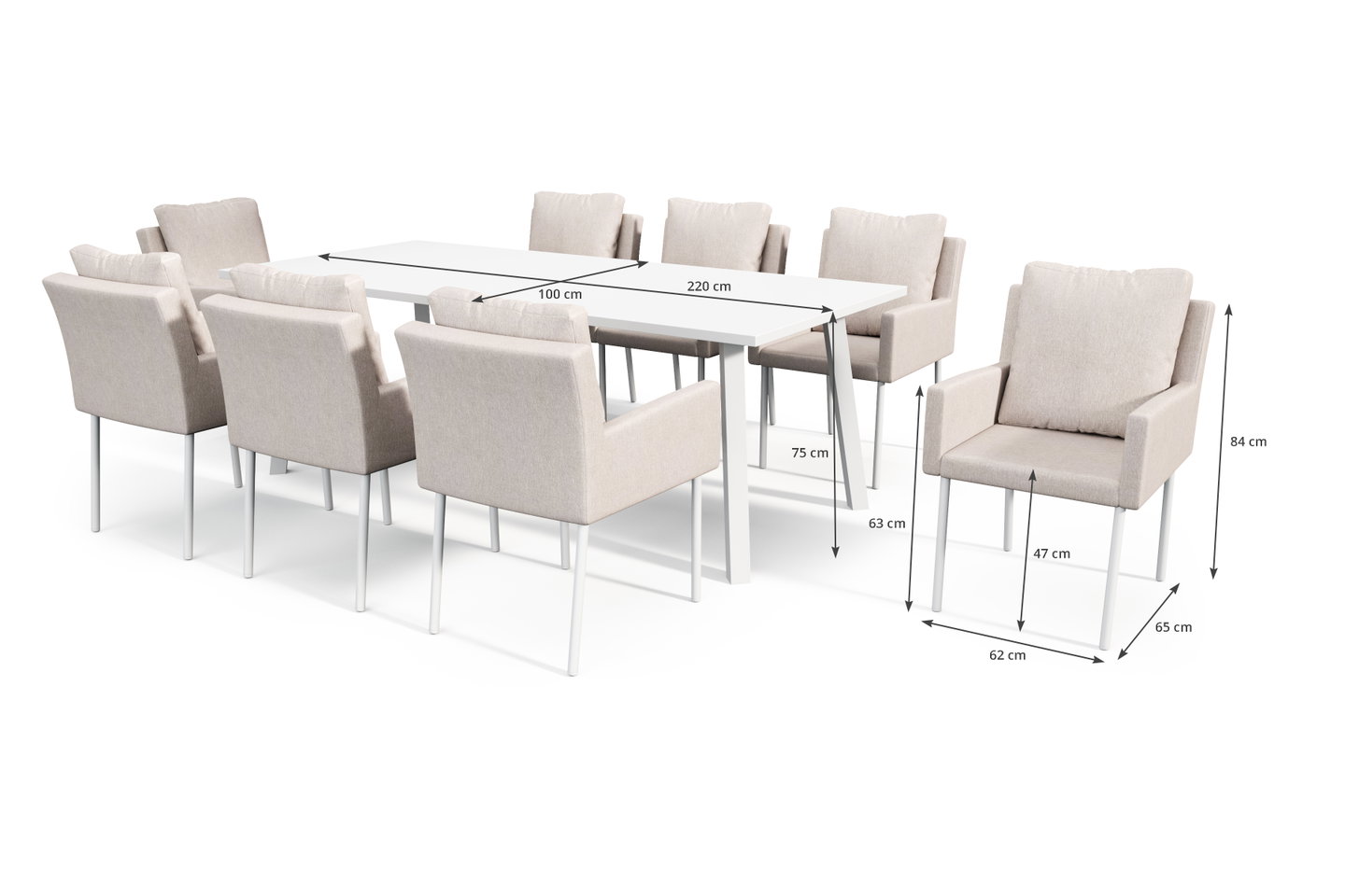 Element Dining Essgruppe mit 8 Stühlen | Quarzbeige | living-zone.at